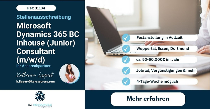 Microsoft Dynamics 365 BC Inhouse (Junior) Consultant (m/w/d), Raum ...